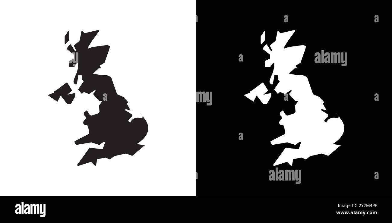 United Kingdom map icon Black line art vector in black and white ...