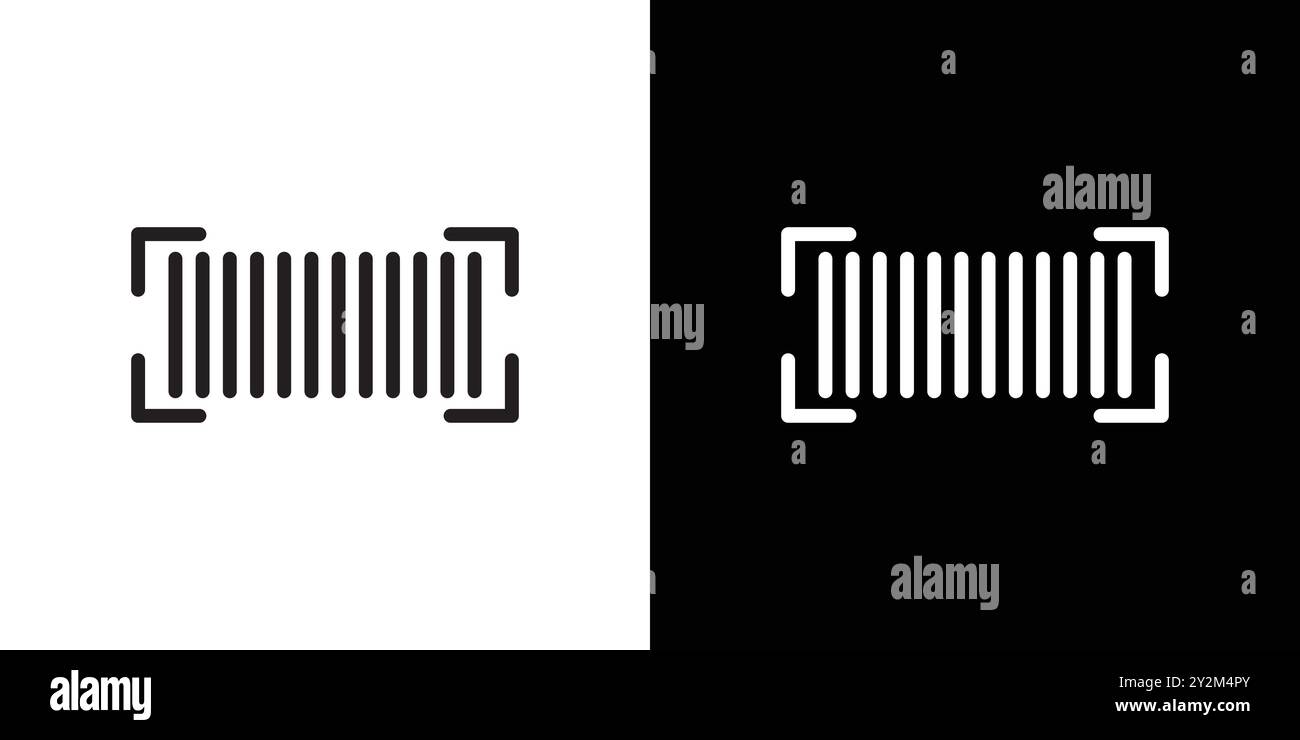 Scan barcode icon Black line art vector in black and white outline set ...