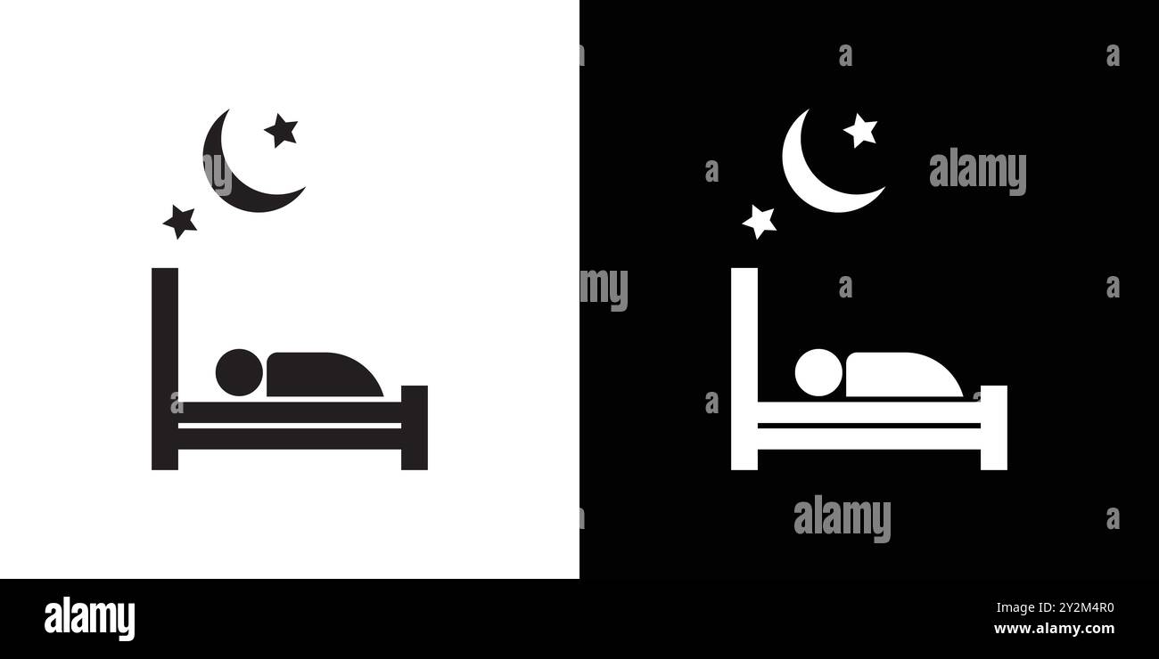 Sleep Icon Black line art vector in black and white outline set ...