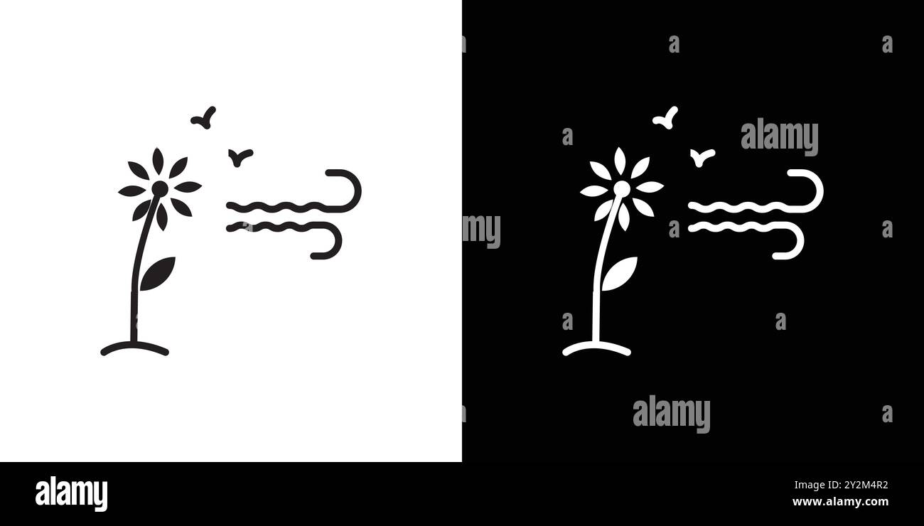 Spring season icon Black line art vector in black and white outline set ...