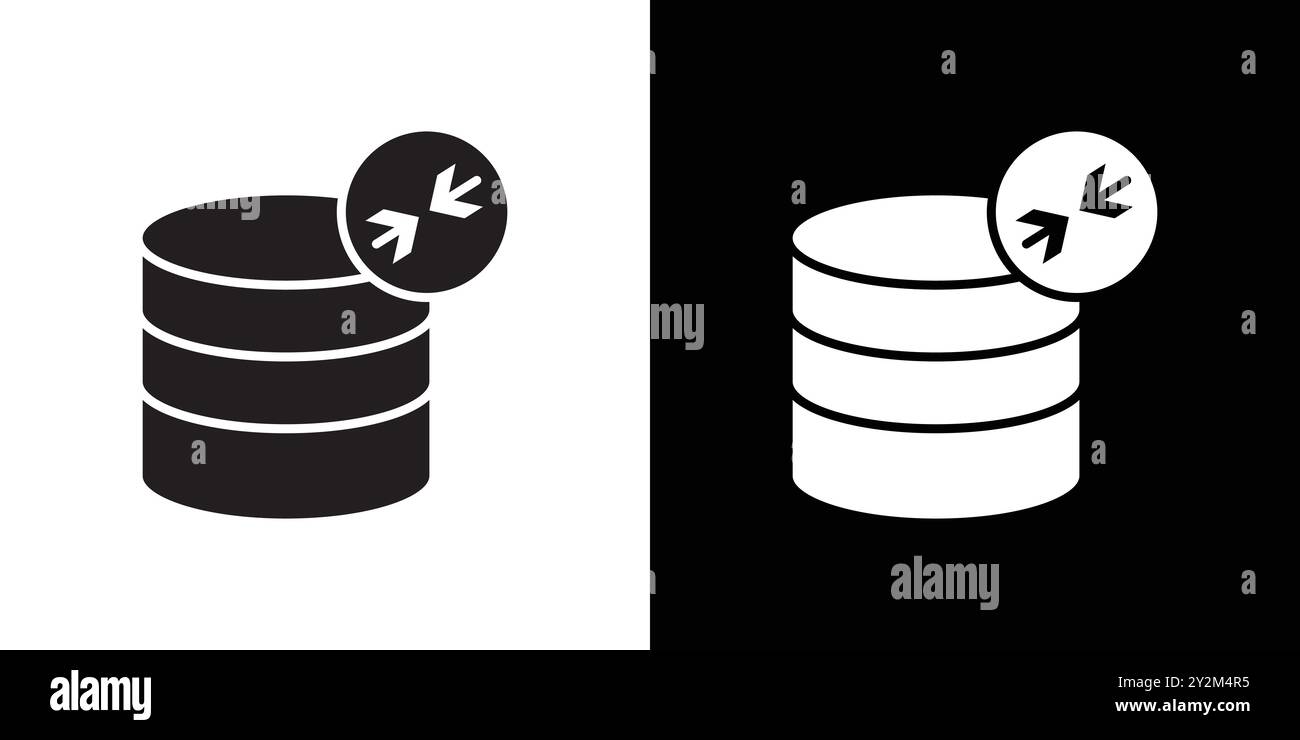 Shrink database icon Black line art vector in black and white outline ...