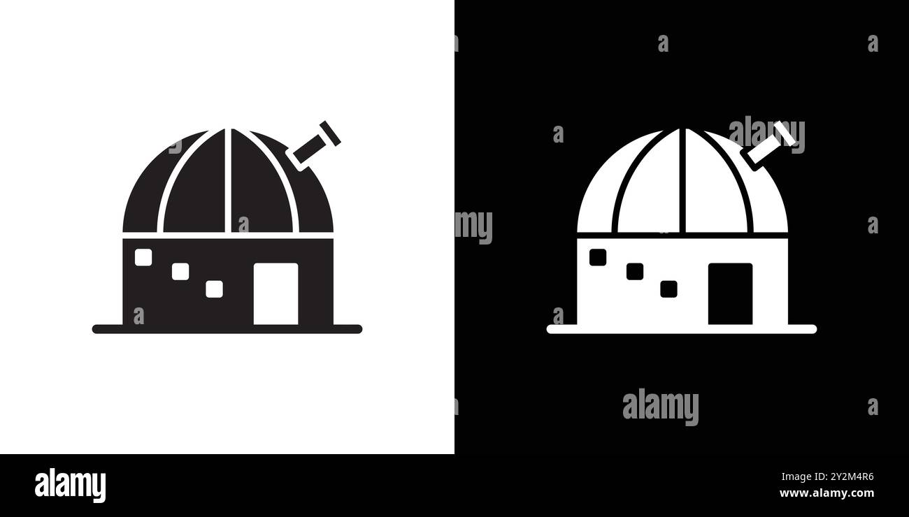 Space observatory icon Black line art vector in black and white outline set collection sign ...