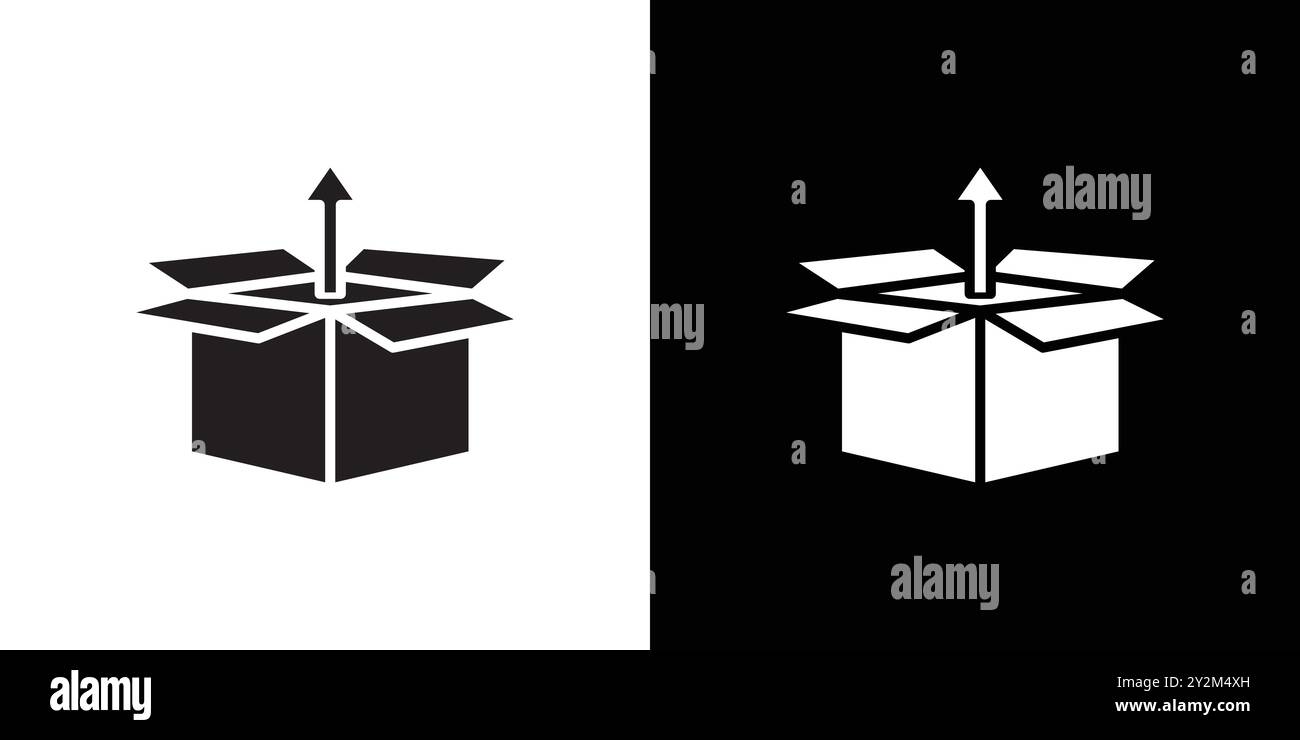 Unpack icon Black line art vector in black and white outline set ...