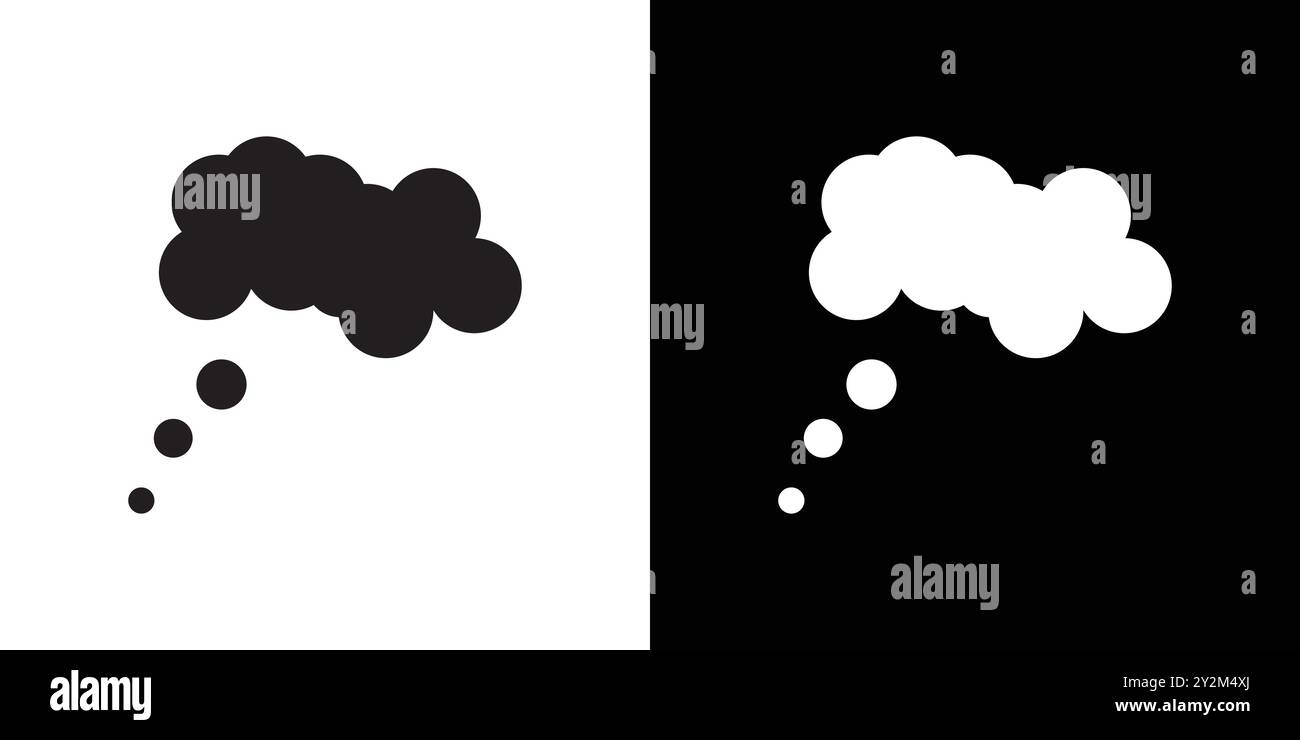 Thinking bubble icon Black line art vector in black and white outline ...