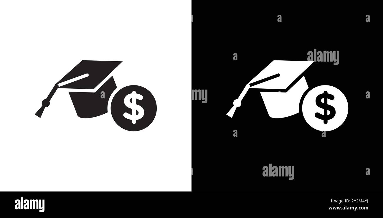 tuition fee icon Black line art vector in black and white outline set ...