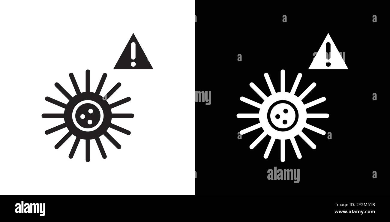 Virus Warning Alert icon Black line art vector in black and white ...
