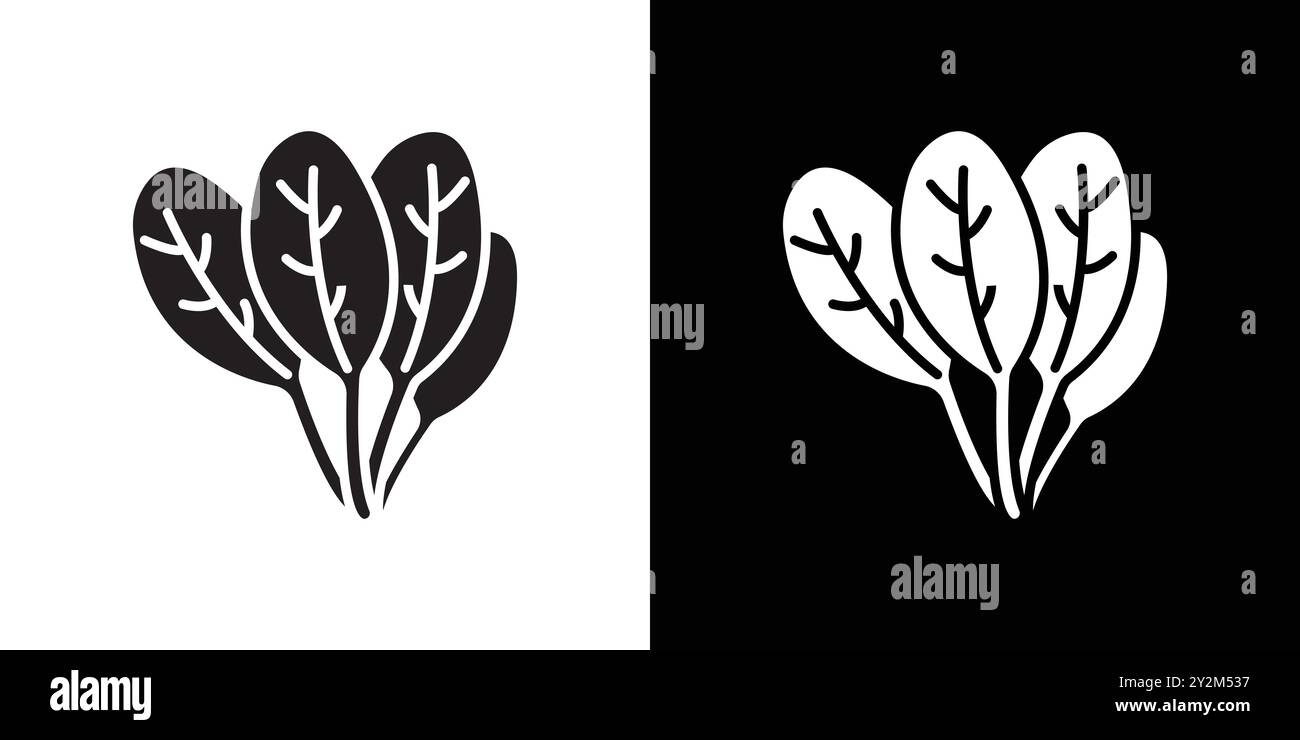 spinach icon Black line art vector in black and white outline set ...