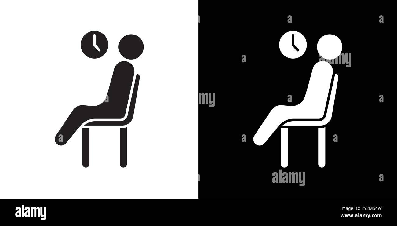 Wait icon Black line art vector in black and white outline set ...