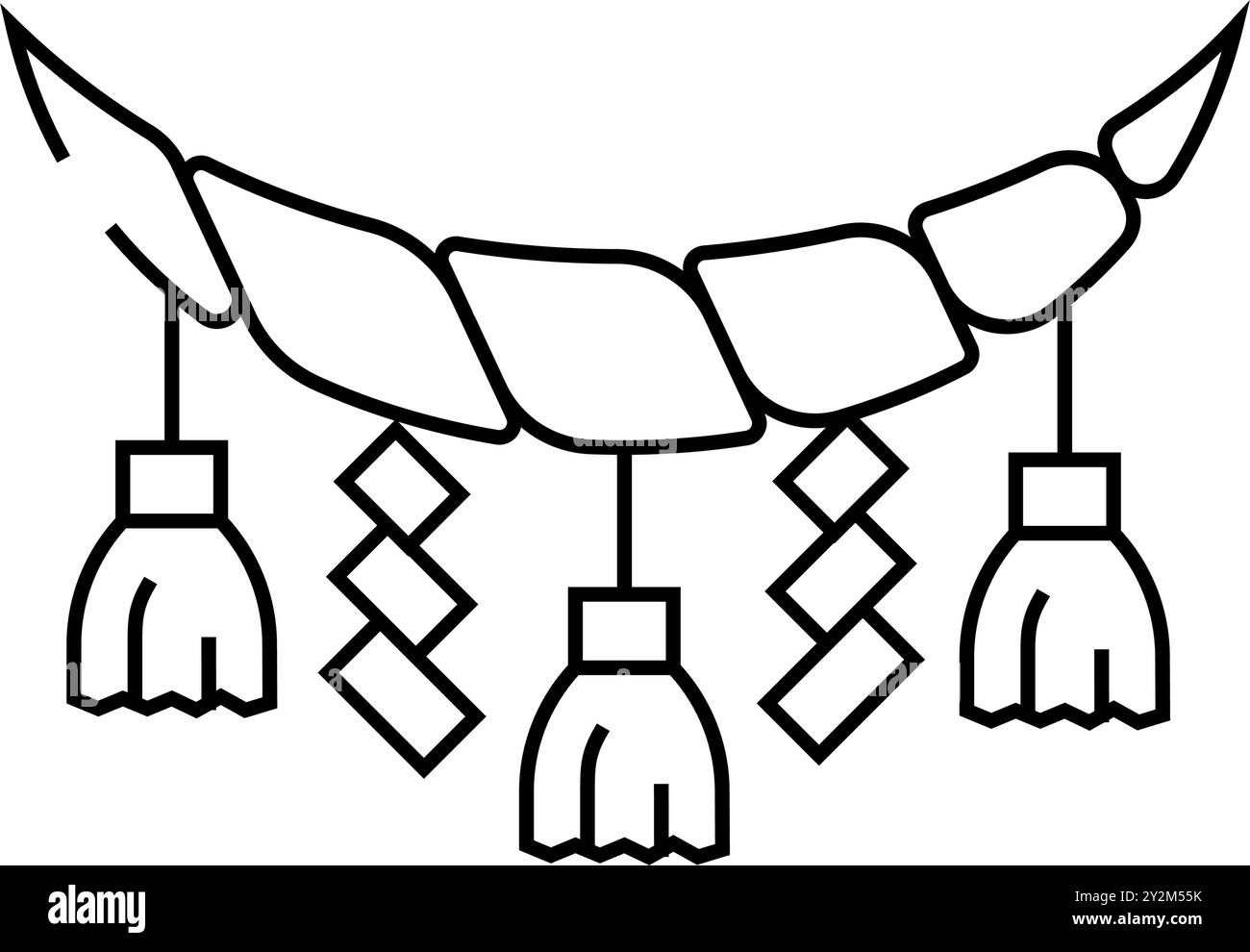 shimenawa rope shintoism line icon vector illustration Stock Vector ...