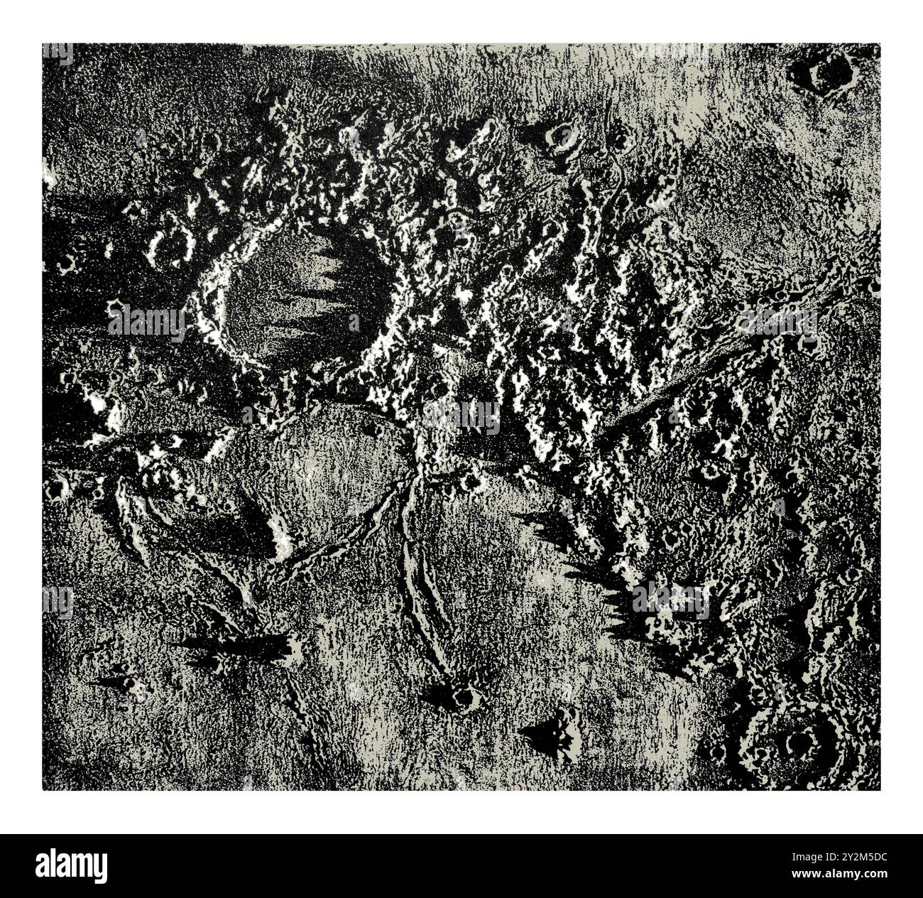 Illustration of the Plato impact crater (upper left) from 1868. Plato ...