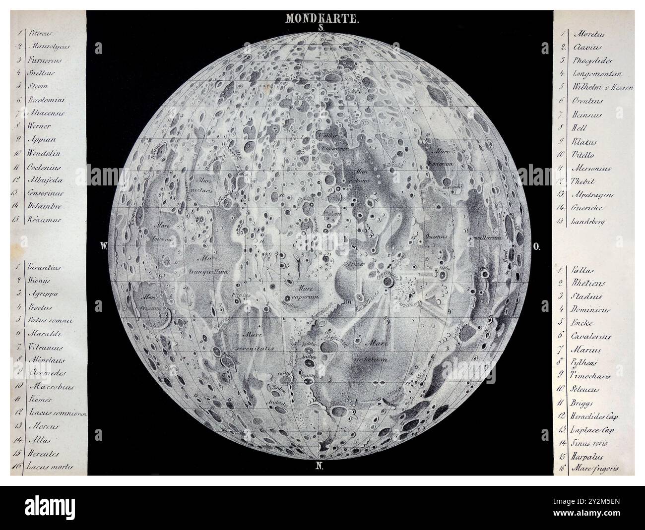 Map of the Moon from Germany in 1860 Stock Photo - Alamy