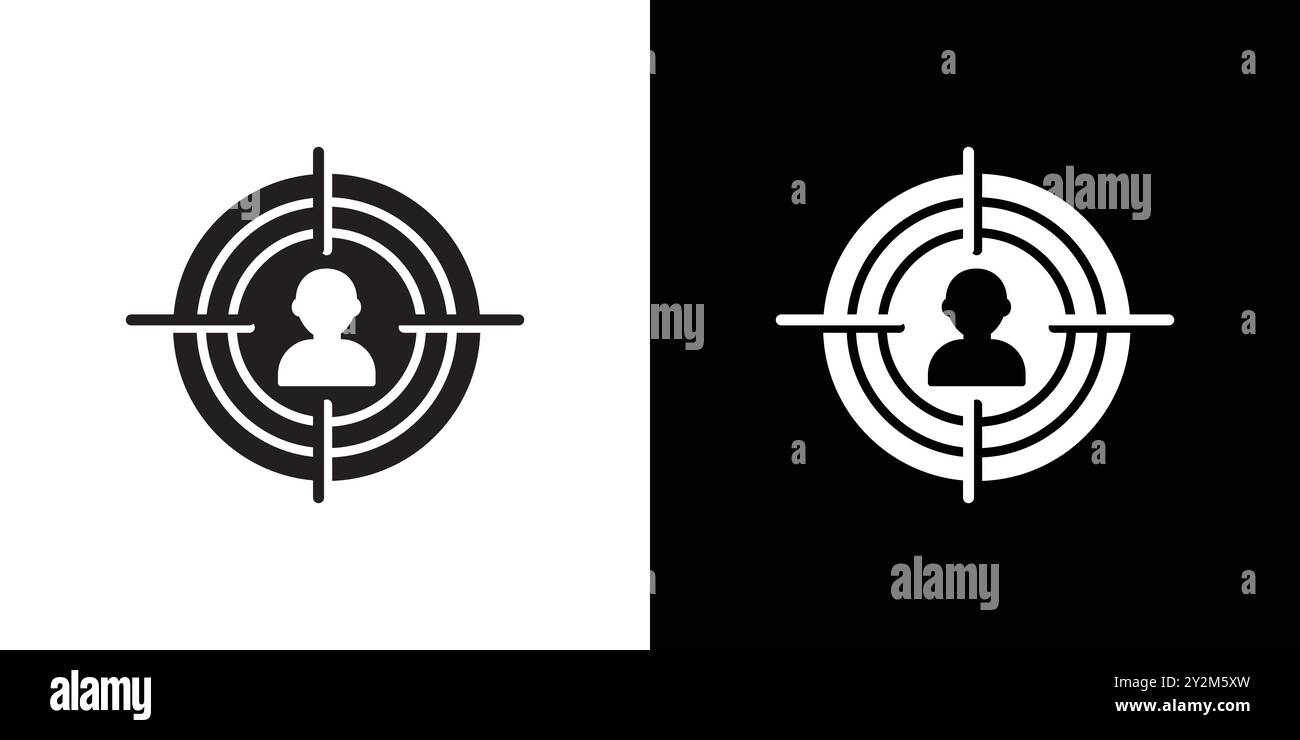 Target icon Black line art vector in black and white outline set ...