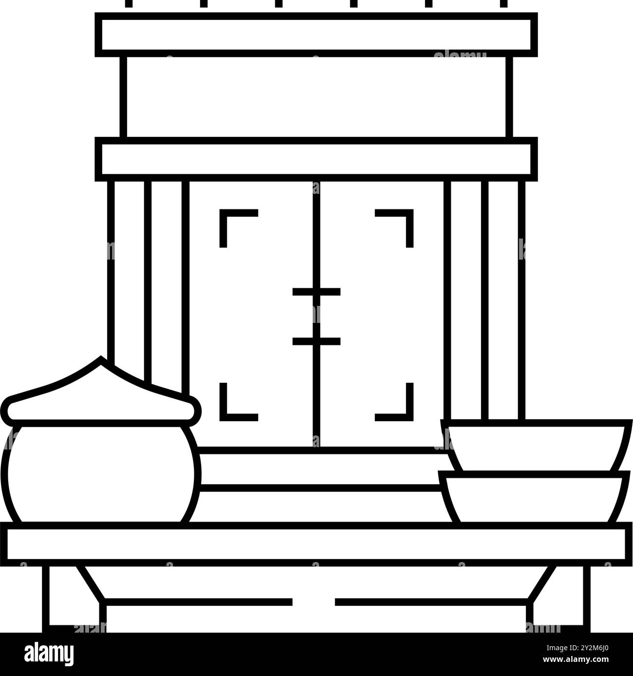 kamidana household shrine shintoism line icon vector illustration Stock ...