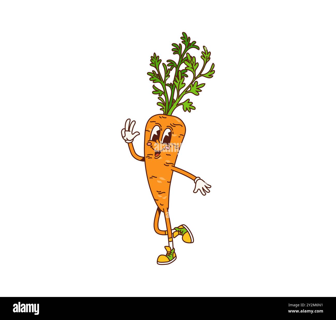 Carrot retro groovy barbeque character. Isolated cartoon vector ripe ...