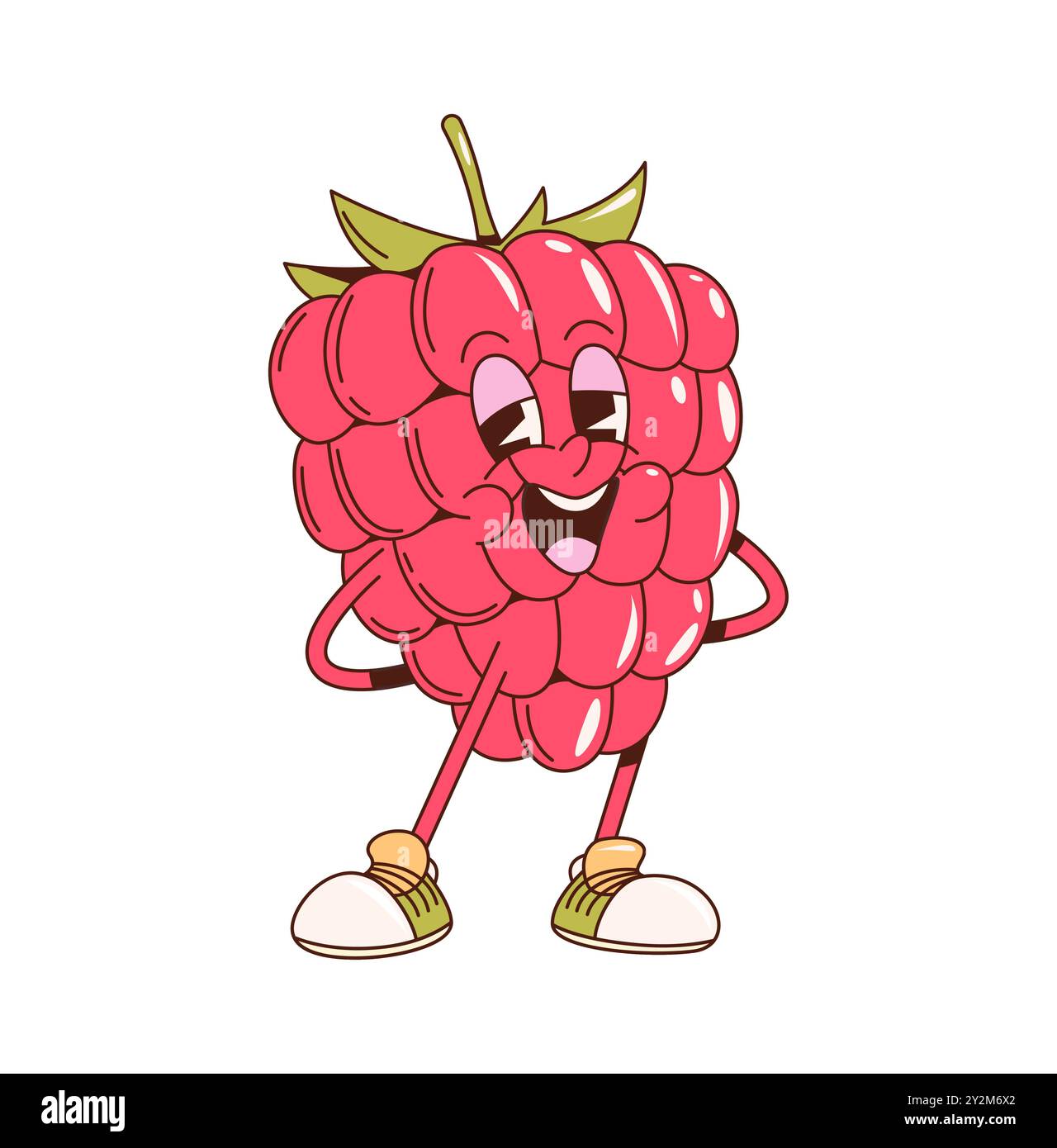 Retro groovy raspberry berry character. Isolated cartoon vector ripe ...