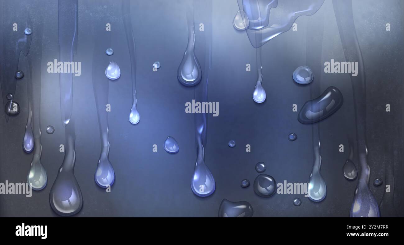 Rain water drop on glass or smooth plastic surface. Realistic 3d vector ...