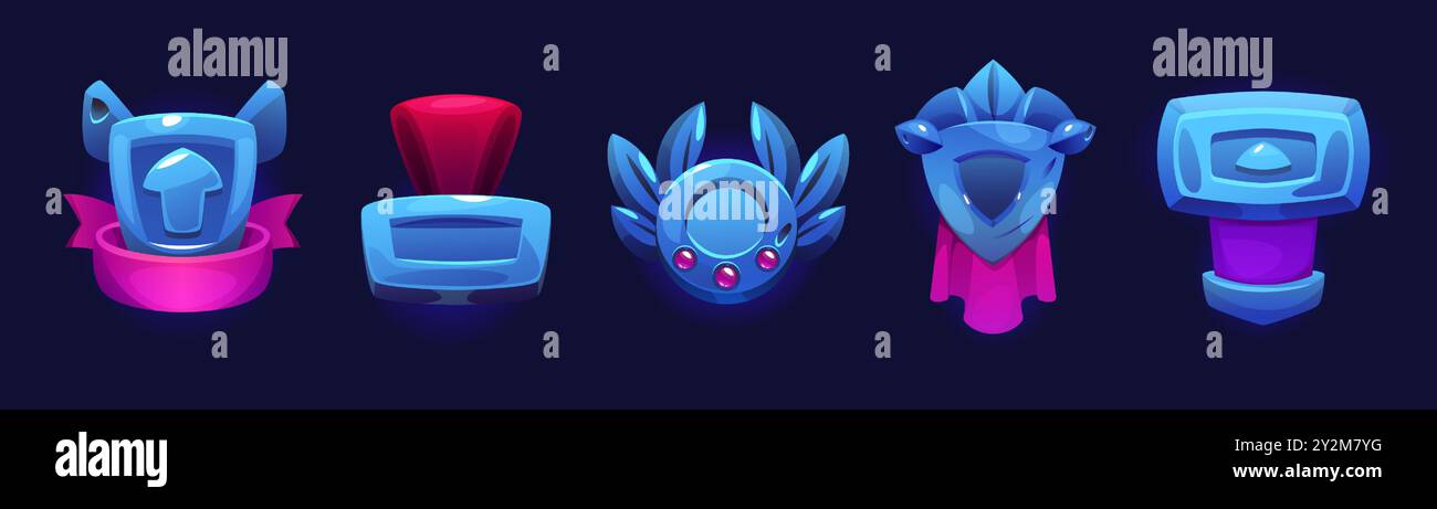 Ui game medal icon for achievement vector design. Prize shield and ...