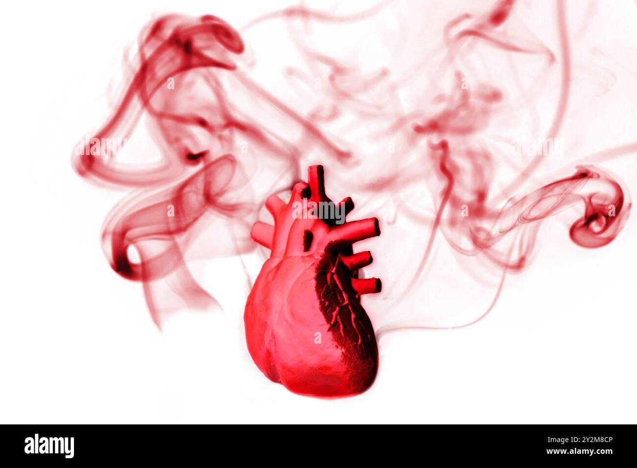 Human heart model surrounded by swirling red smoke, perfect for themes ...