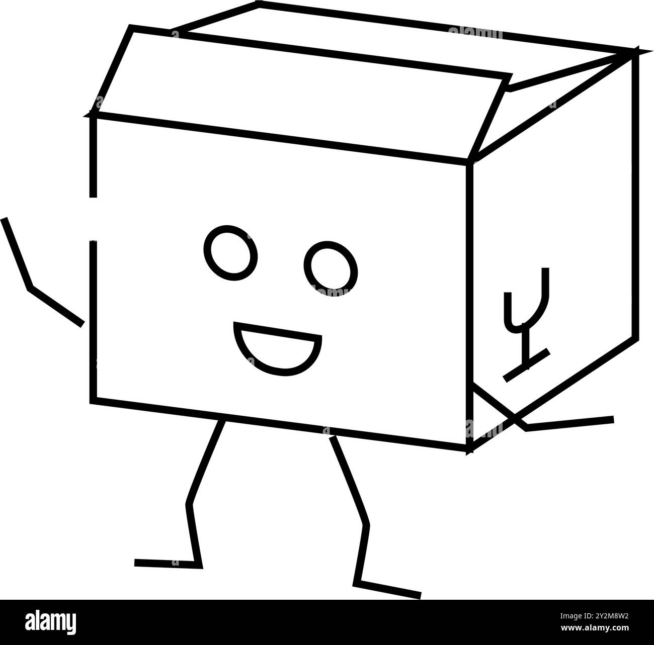 stand cardboard box character line icon vector illustration Stock ...