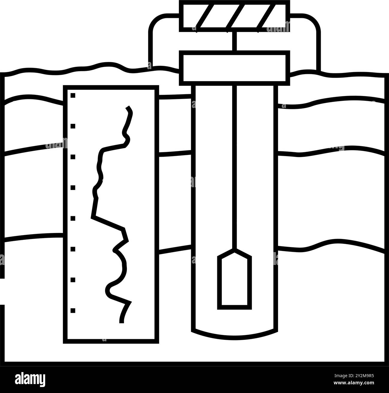 borehole logging hydrogeologist line icon vector illustration Stock ...