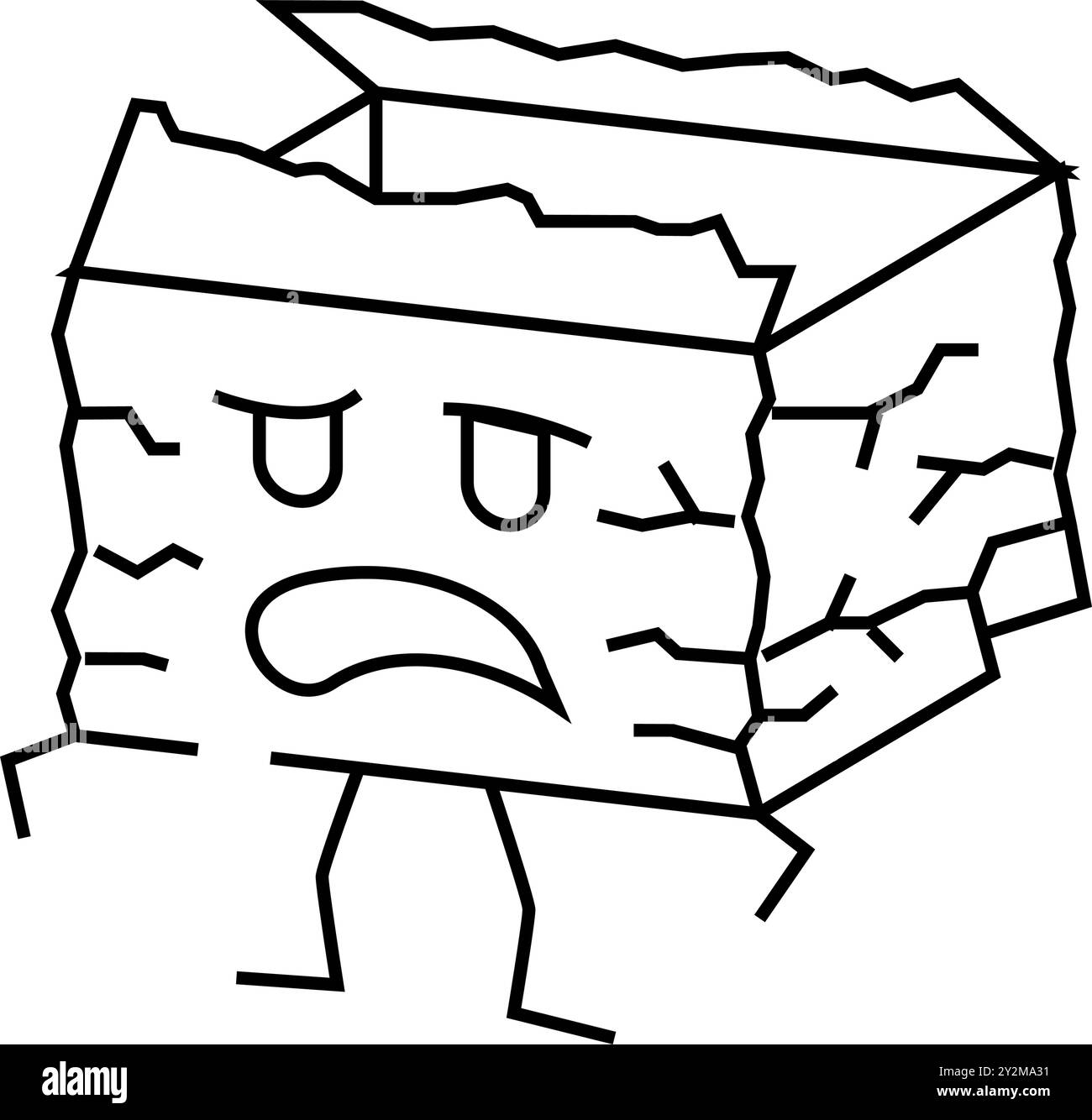 sad torn cardboard box character line icon vector illustration Stock ...