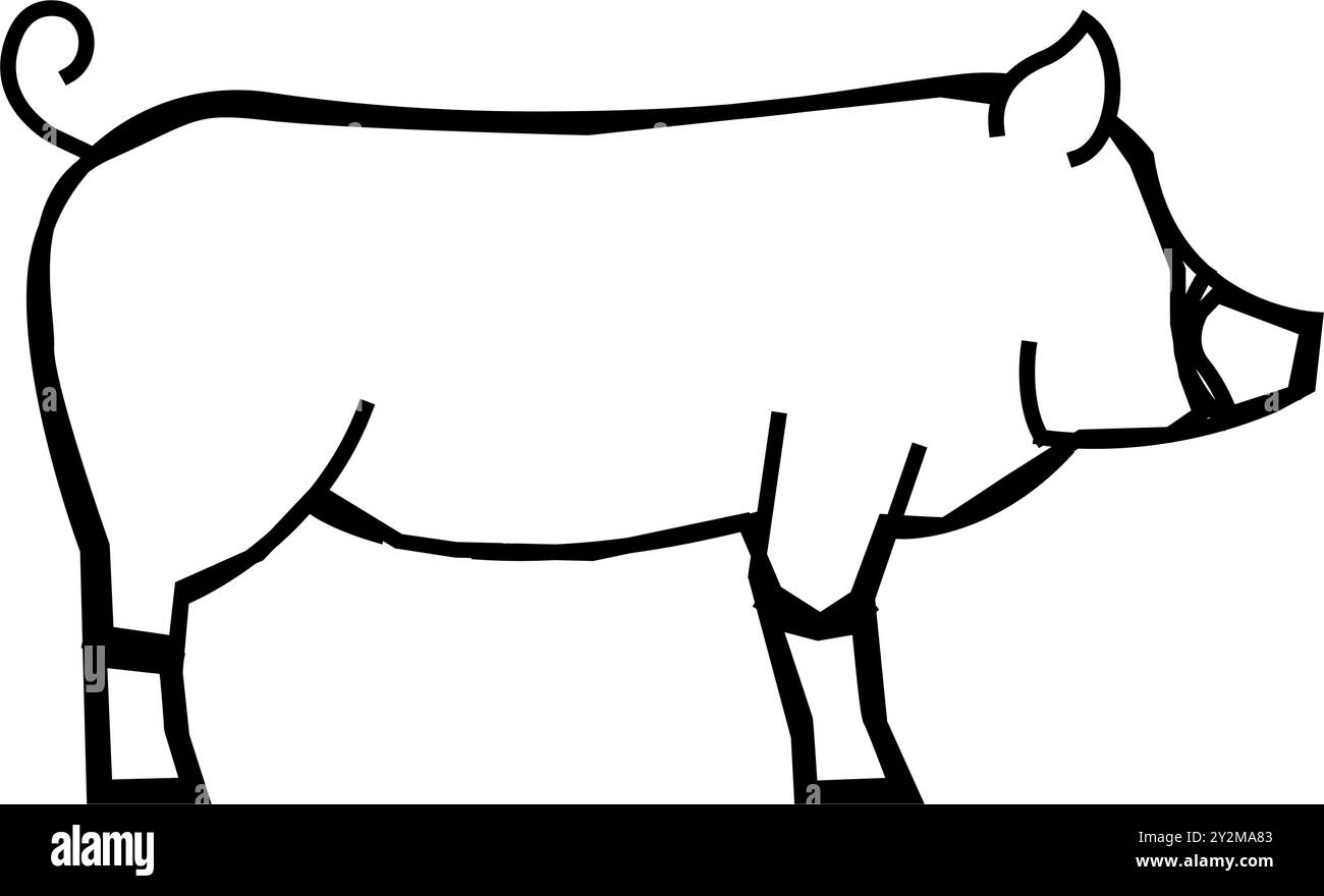 berkshire pig breed line icon vector illustration Stock Vector Image ...