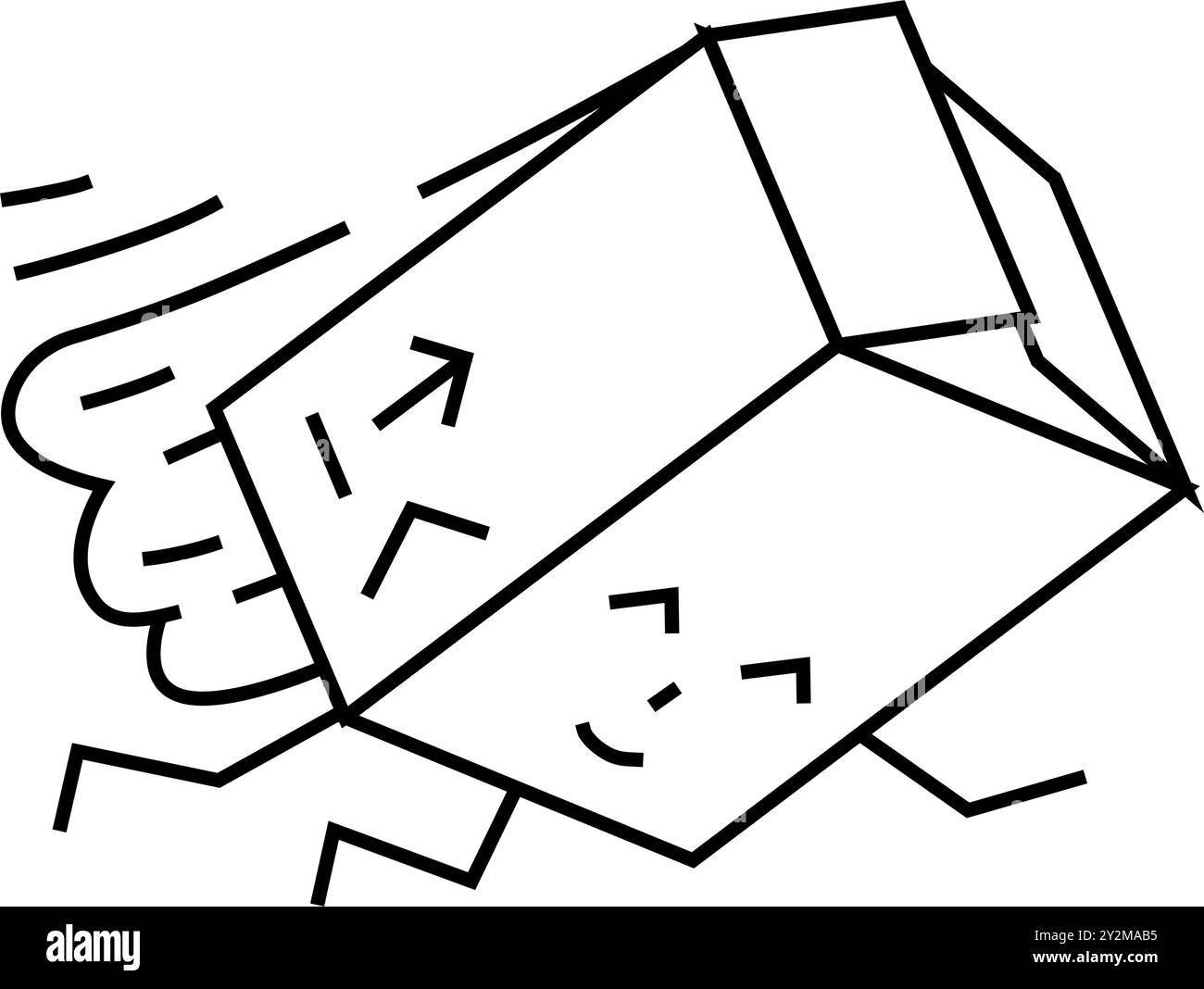 flying hero cardboard box character line icon vector illustration Stock ...