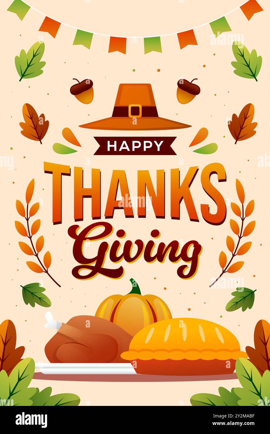 happy thanksgiving vertical banner illustration in gradient Stock ...