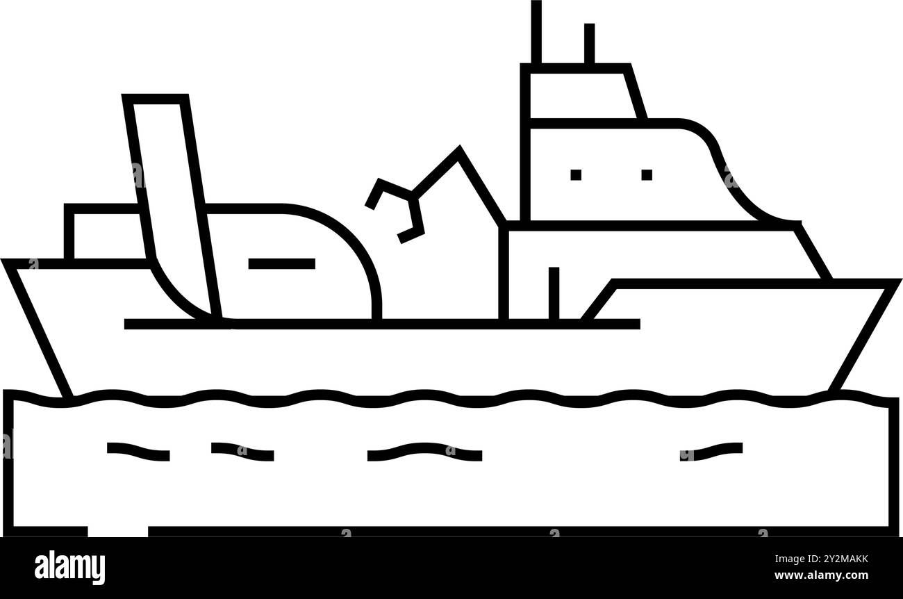 oceanographic research vessel line icon vector illustration Stock ...