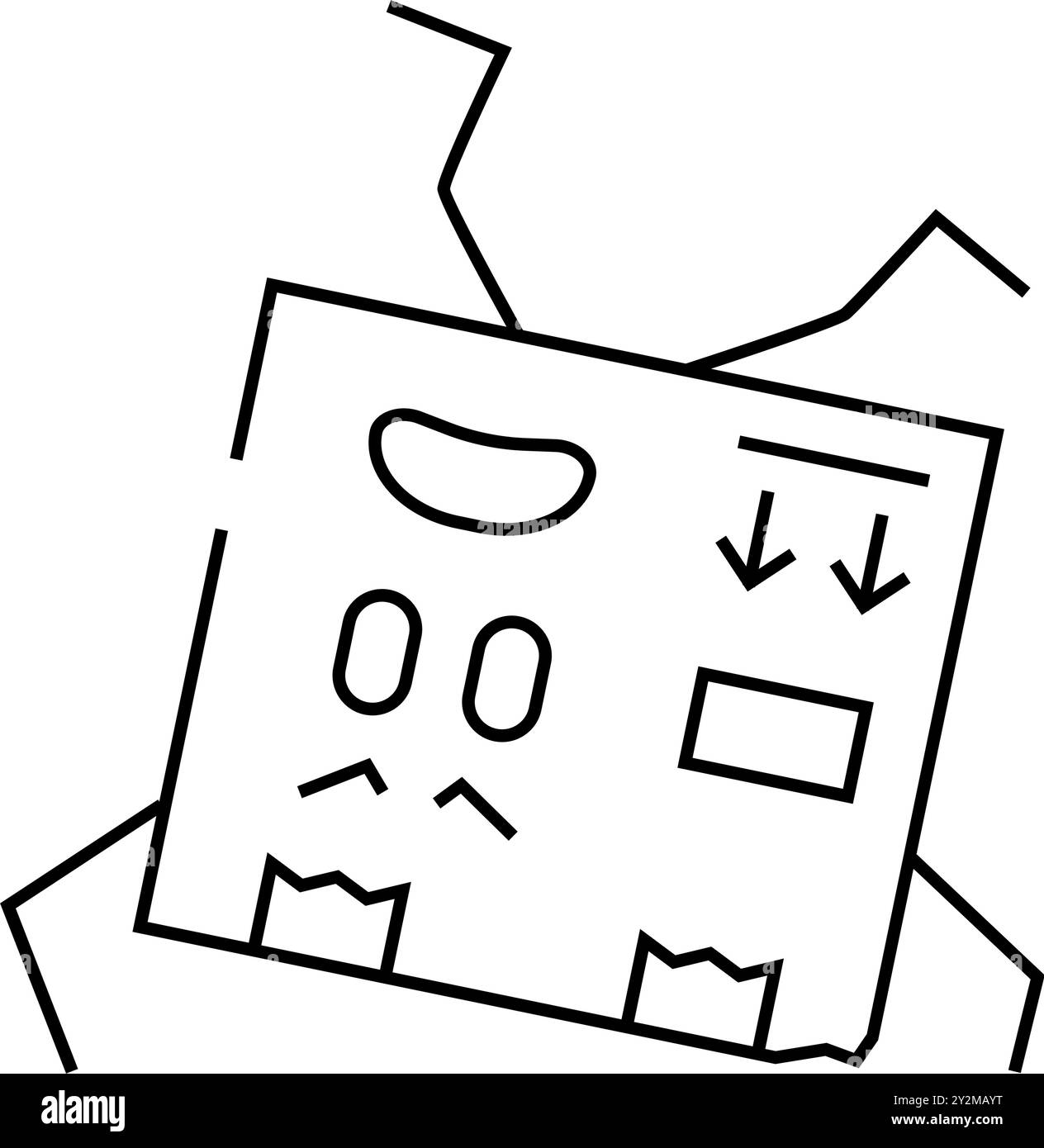 do not turn cardboard box character line icon vector illustration Stock ...