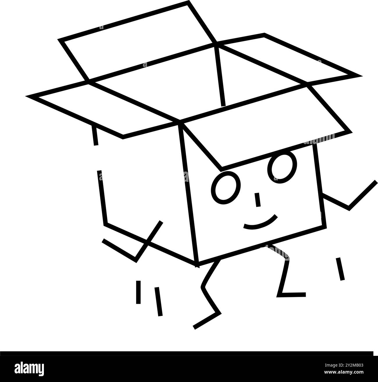 jump cardboard box character line icon vector illustration Stock Vector ...