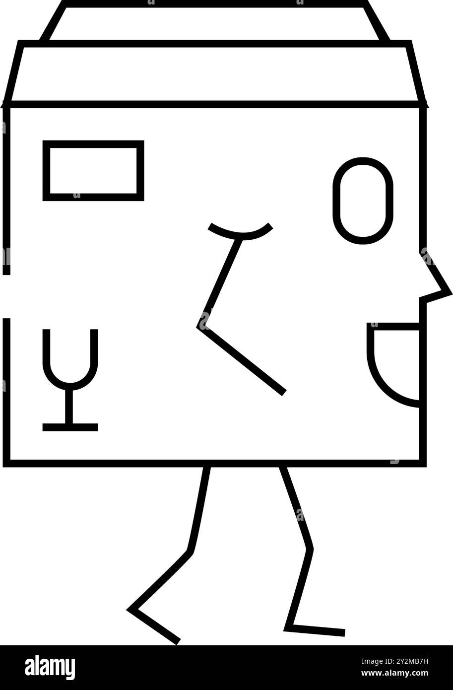 go cardboard box character line icon vector illustration Stock Vector ...