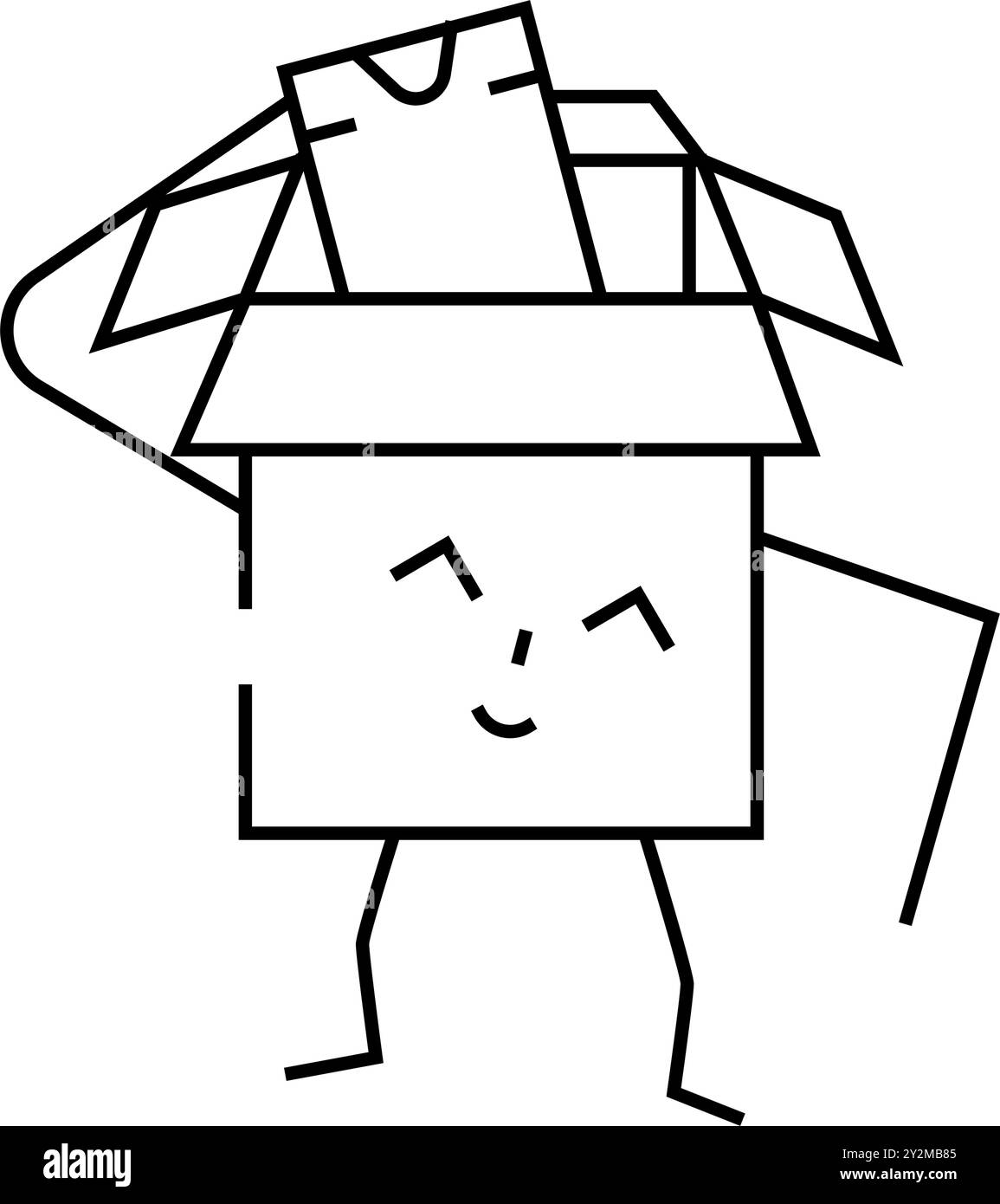 take out cardboard box character line icon vector illustration Stock ...