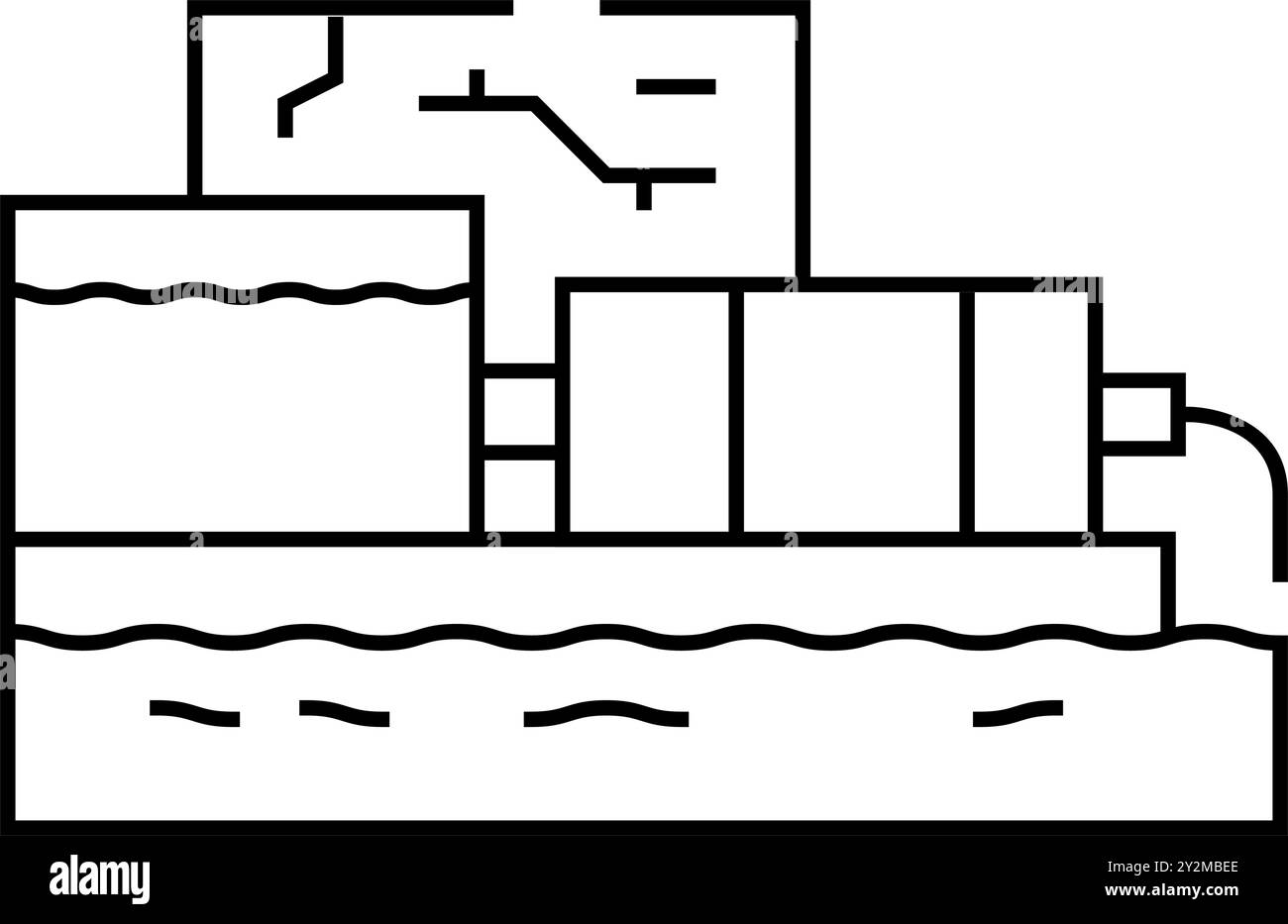 marine sewage treatment line icon vector illustration Stock Vector ...