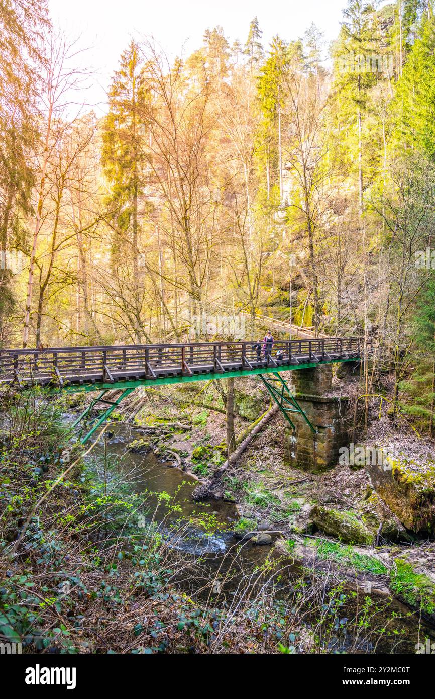 Bridge spans river in lush hi-res stock photography and images - Alamy