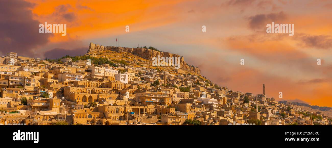 Ancient and stone houses of Old Mardin (Eski Mardin) with Mardin Castle ...