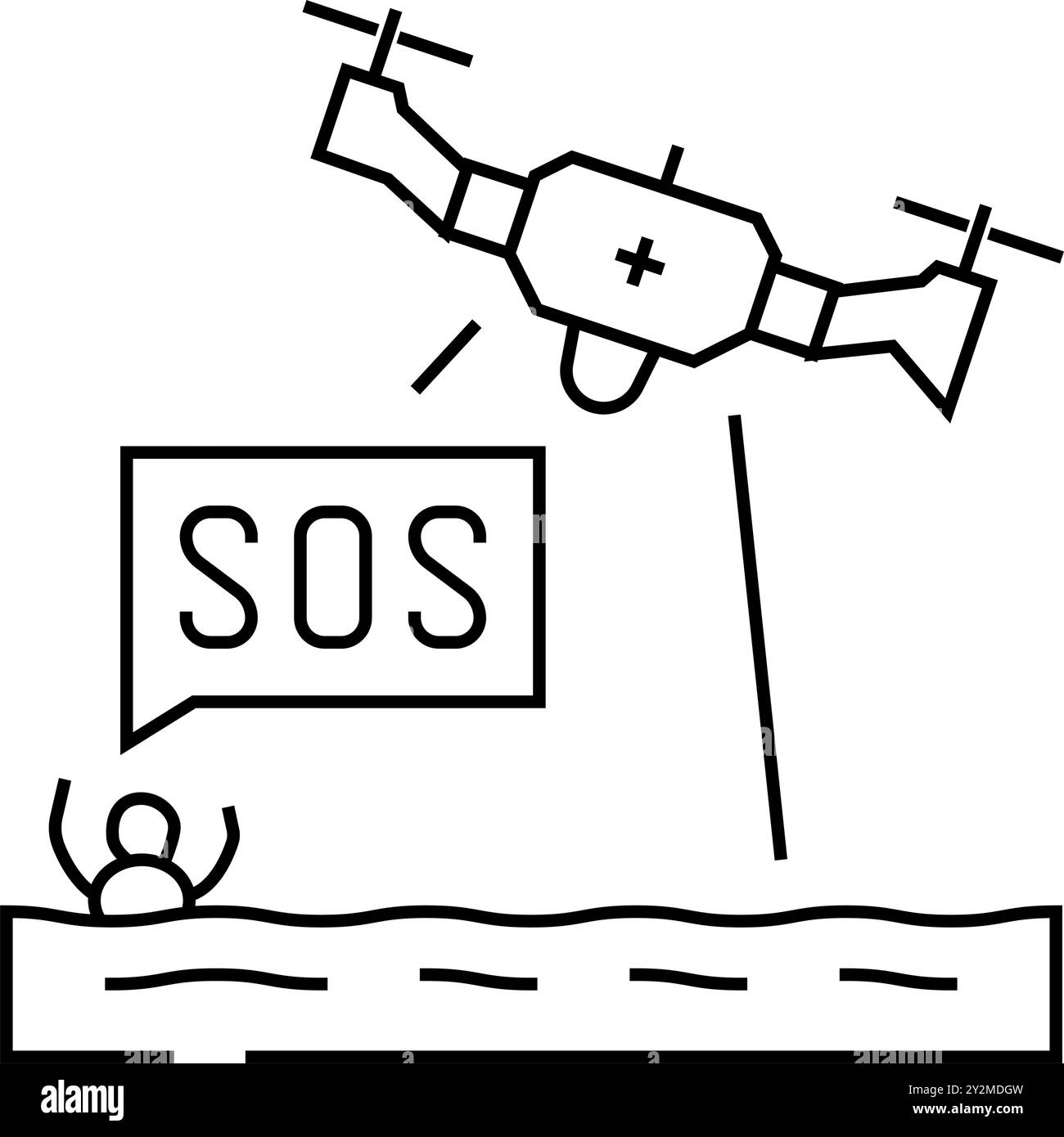 search rescue drone line icon vector illustration Stock Vector Image ...