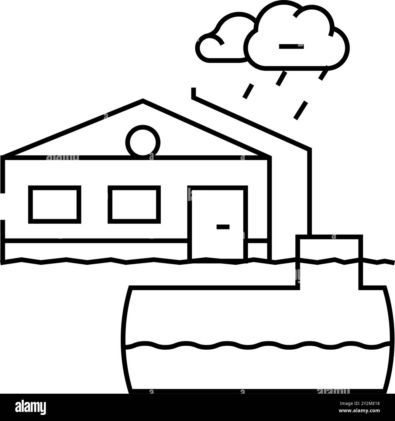 rainwater harvesting green living line icon vector illustration Stock ...