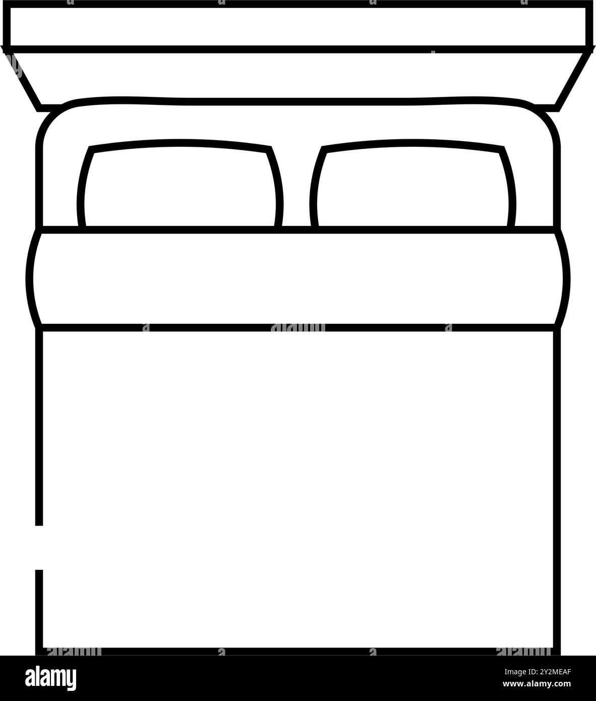 double bed top view line icon vector illustration Stock Vector Image ...