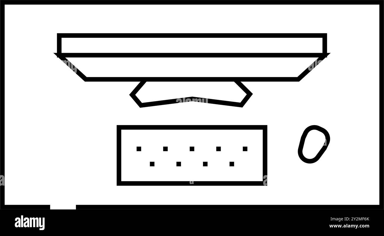 computer table monitor top view line icon vector illustration Stock ...