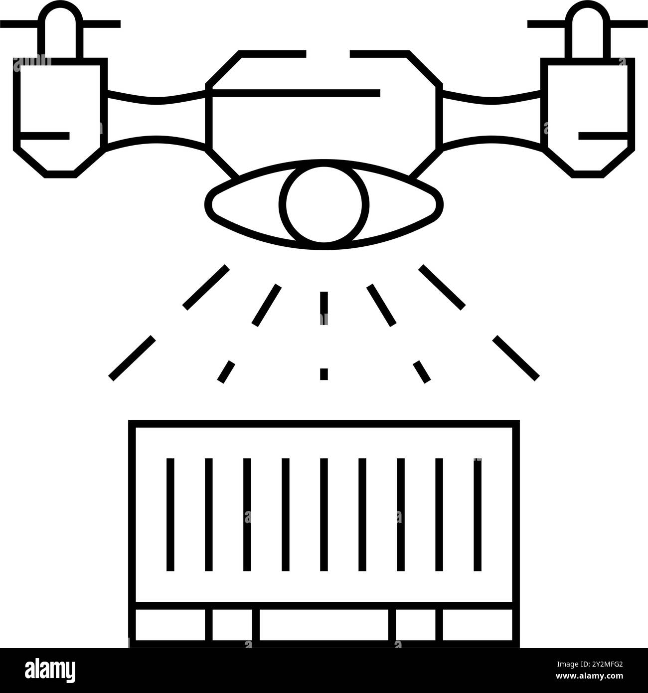 cargo inspection autonomous delivery line icon vector illustration ...