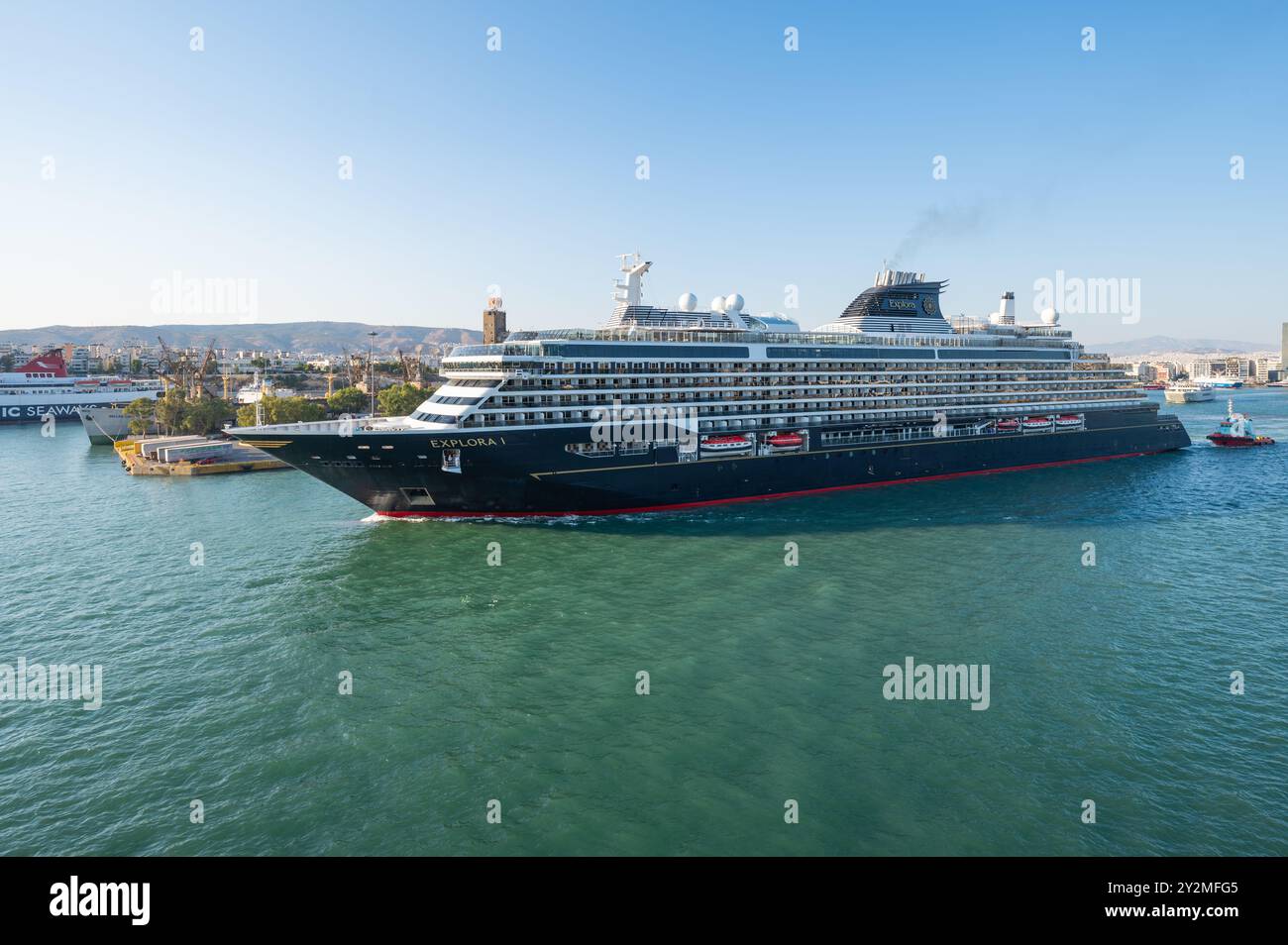 Athens, Greece - July 19, 2024: Cruise ship Explora I sailing away from ...