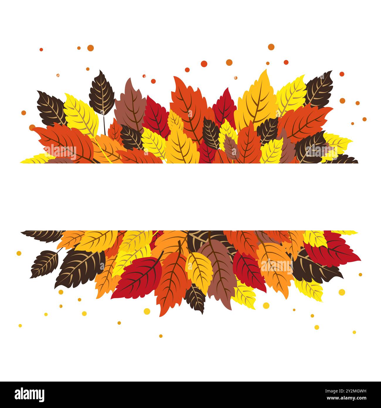 Vector isolated rectangular frame of yellow dry alder autumn leaves ...