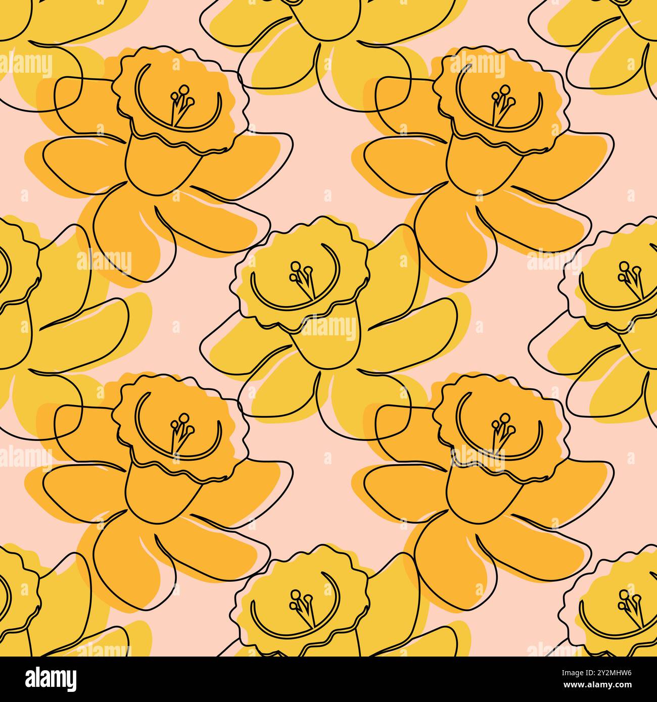 Abstract daffodil flower vector seamless pattern design Stock Vector ...