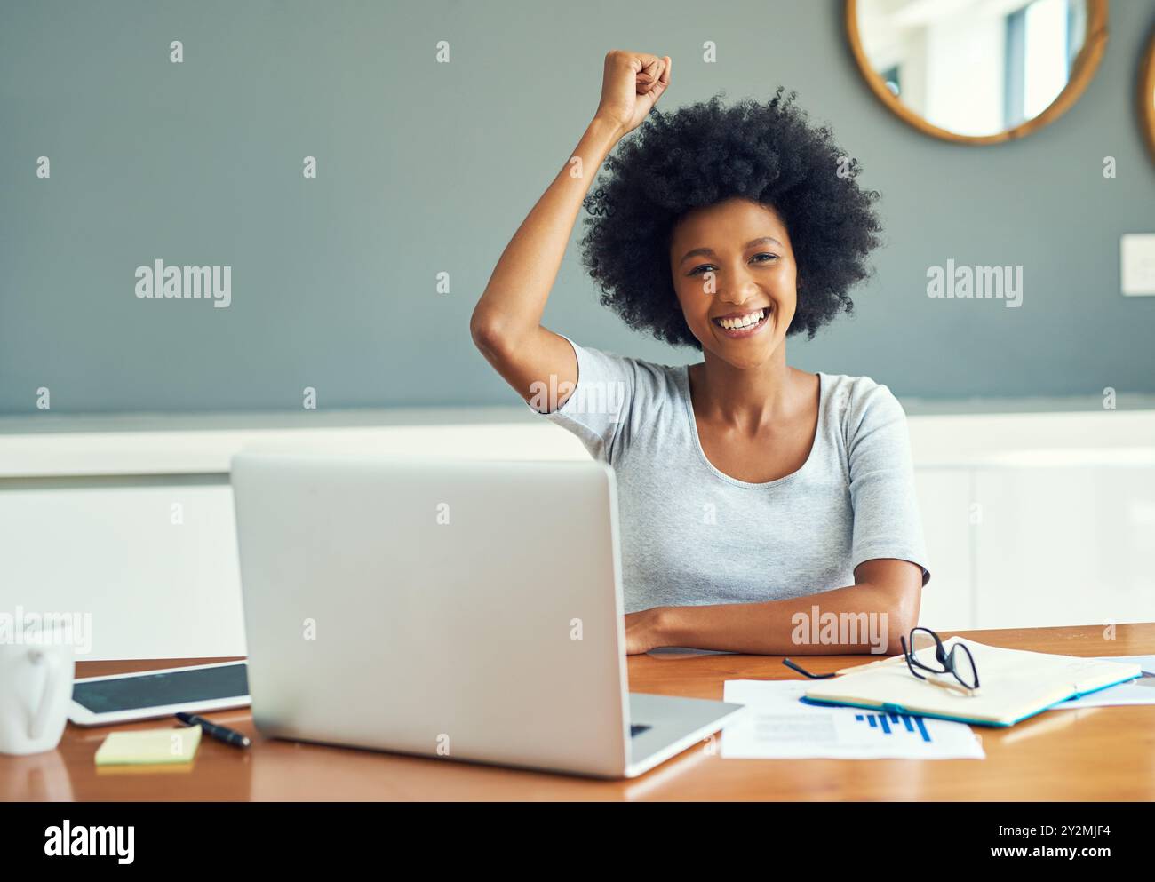 Portrait, happy and woman with laptop, education and teacher in ...