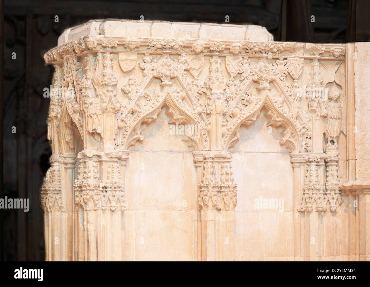 Tomb and shrine of Bishop Hugh of Avalon in gothic cathedral at Lincoln ...