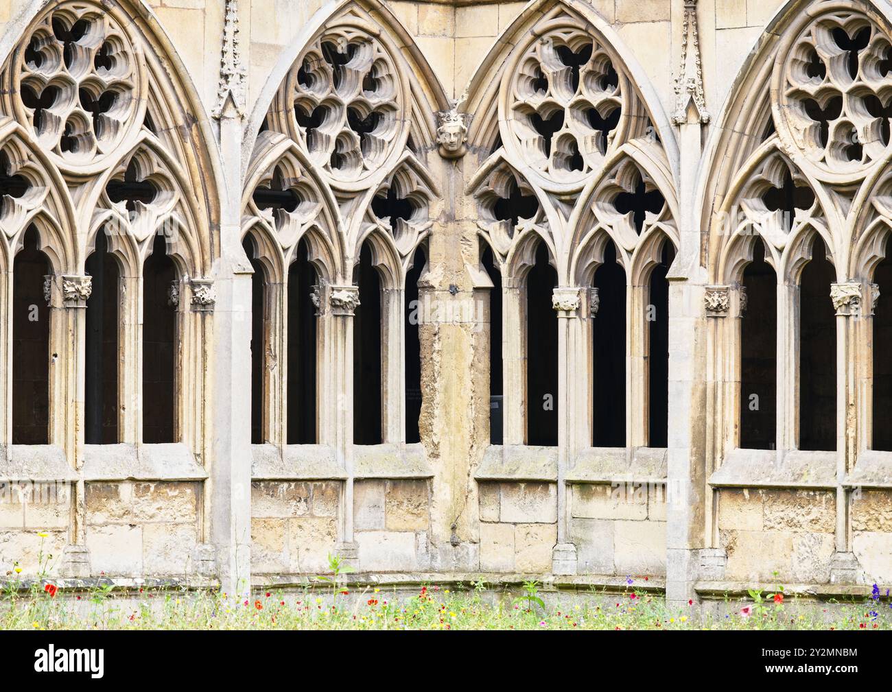 Corner of decorated window openings in the cloister at the gothic ...