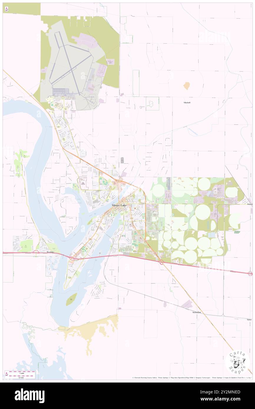 Map of moses lake washington Cut Out Stock Images & Pictures - Alamy