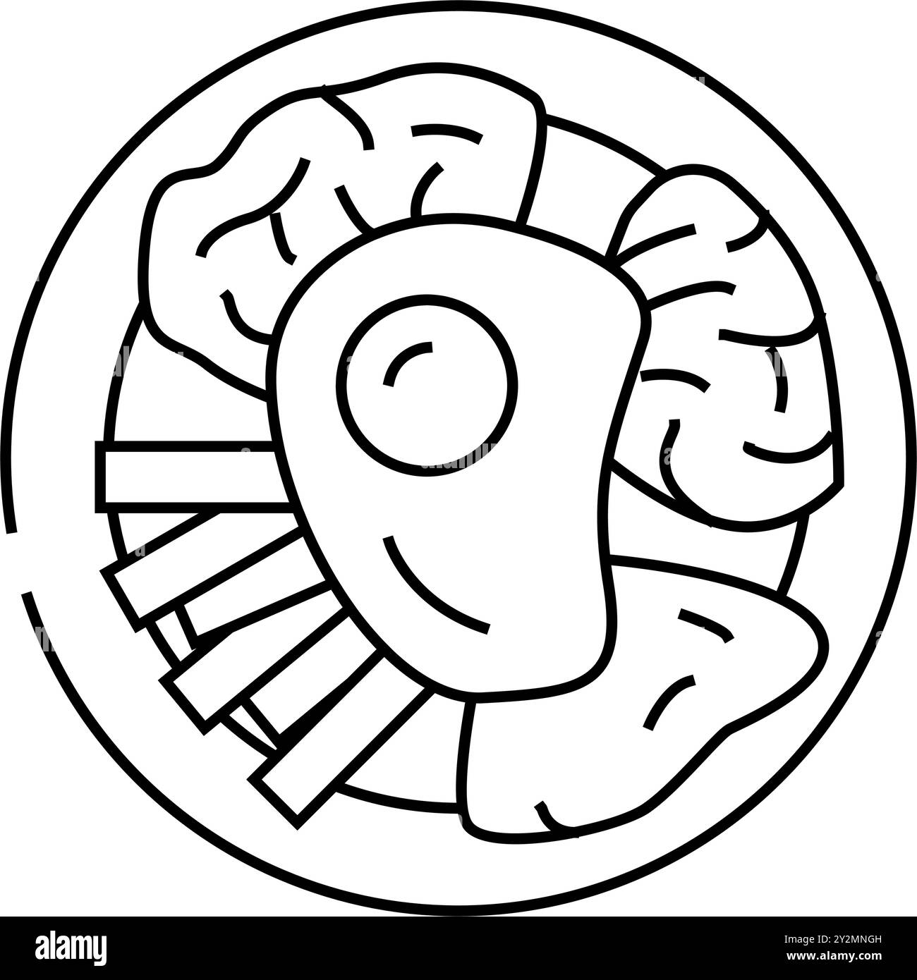 bibimbap dish korean cuisine line icon vector illustration Stock Vector ...