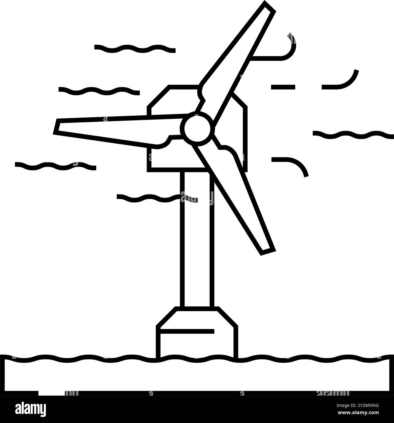 offshore wind turbine line icon vector illustration Stock Vector Image ...